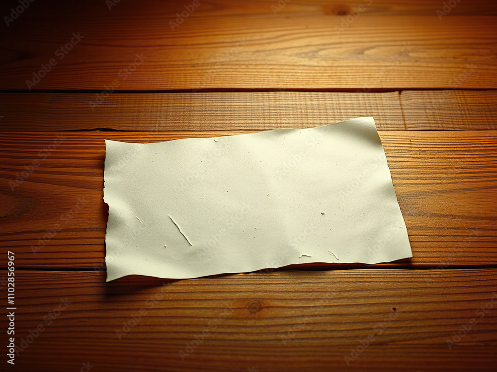 Paper texture with visible flecks and fibers on a wooden table surface ...