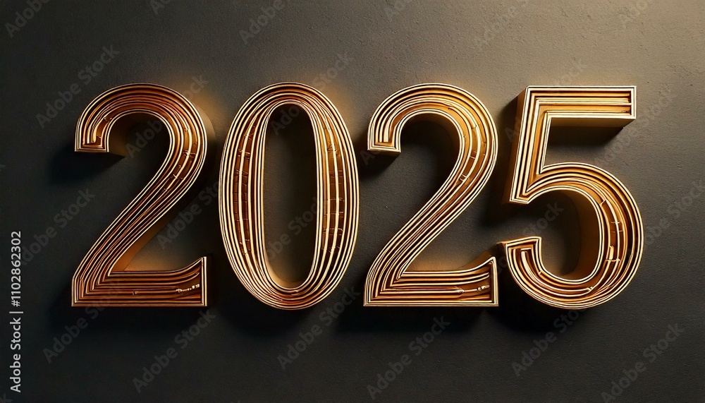 2025 Typography in Bold Serif Font with 3D Design Stock Photo | Adobe Stock