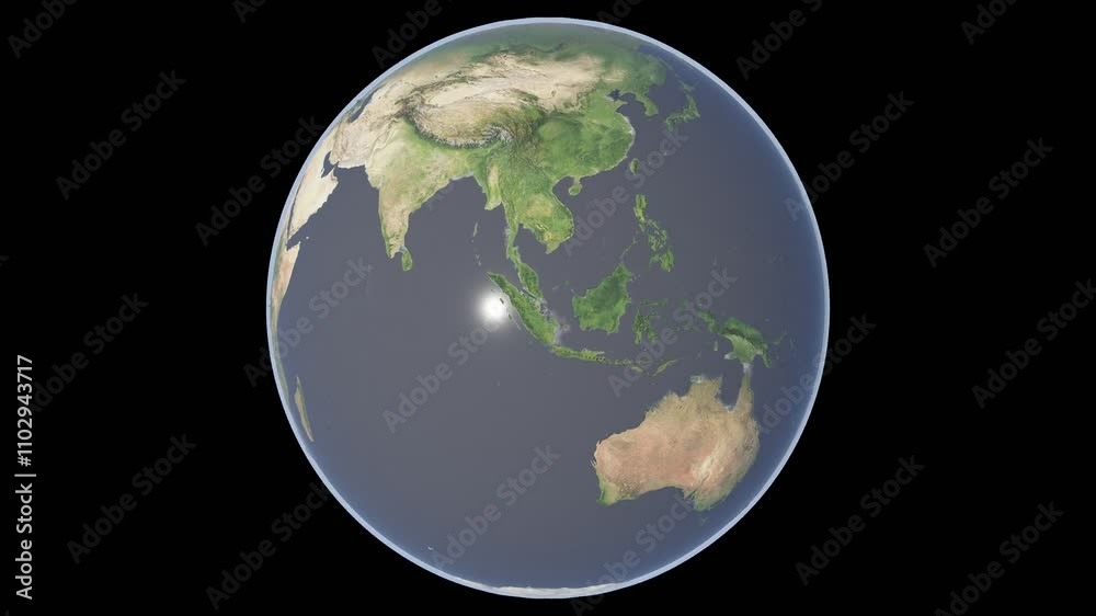 Asia and Australia Continent Day and Night No Cloud Rotate Seamless ...