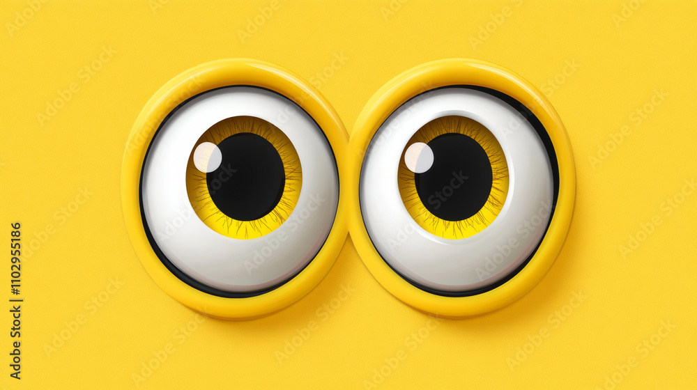 Big, playful, round googly eyes with bright yellow eyelids. These ...
