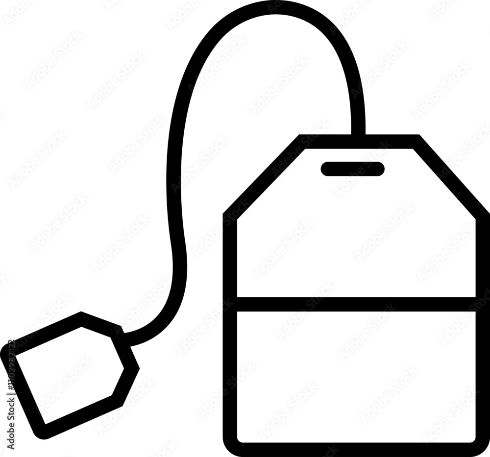 Tea bag icon. Teabag black line vector isolated on transparent ...