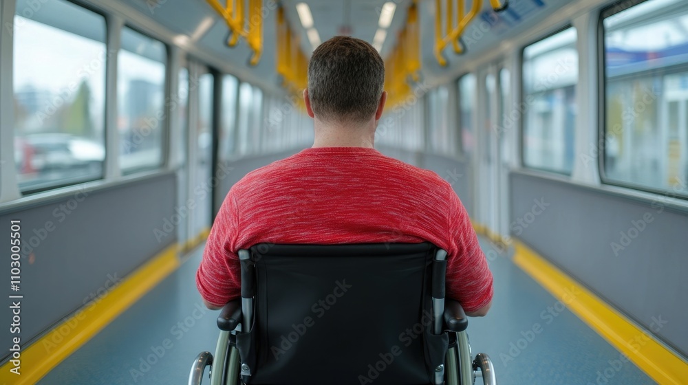 Wheelchair user riding on an accessible public transportation vehicle ...