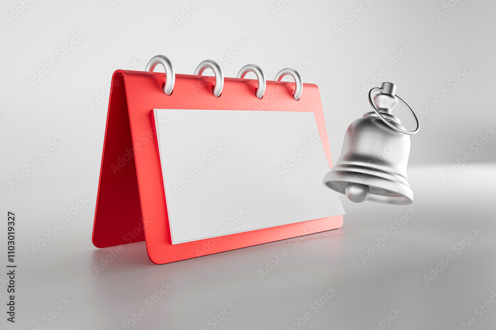 3D red calendar icons mark the date and time for event meeting ...