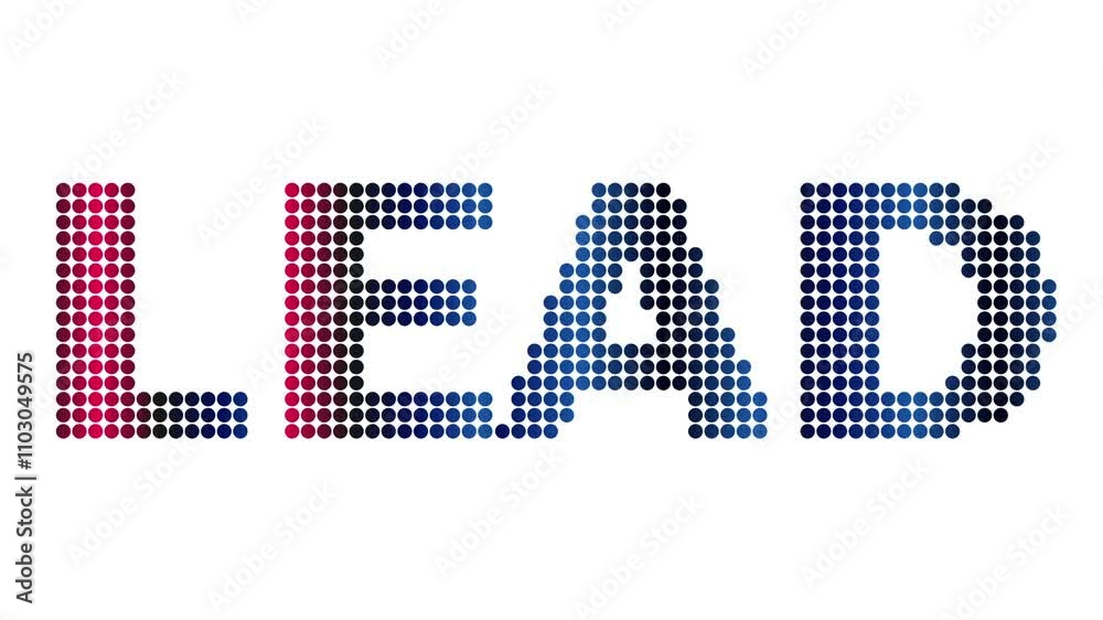 Animated Lead text and motion effect title with dots on white ...