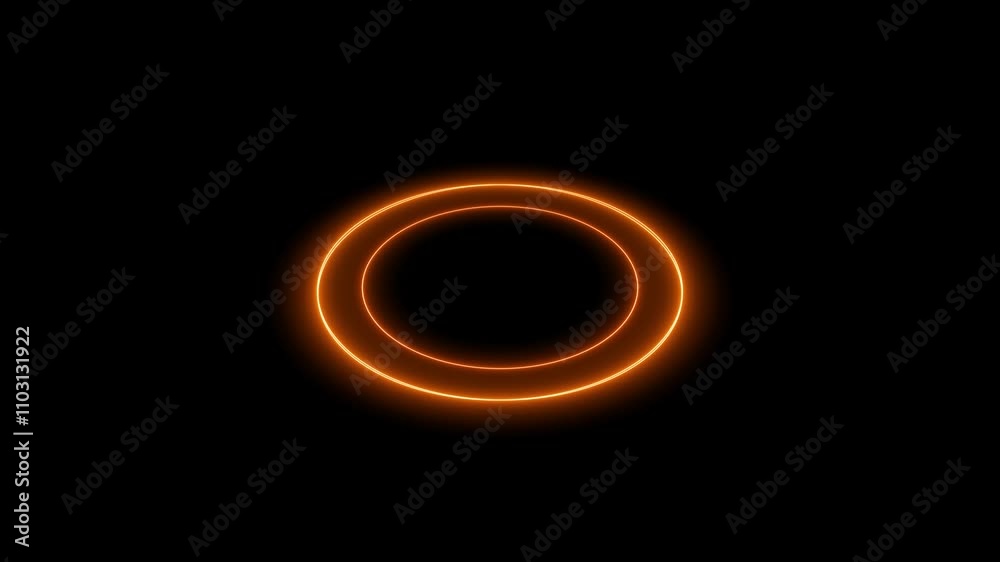 Dynamic neon lights atom model. Abstract fire atom or fireball ...