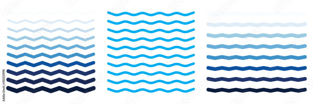 Wavy, curvy lines. Simple undulate borders, transverse horizontal lines ...