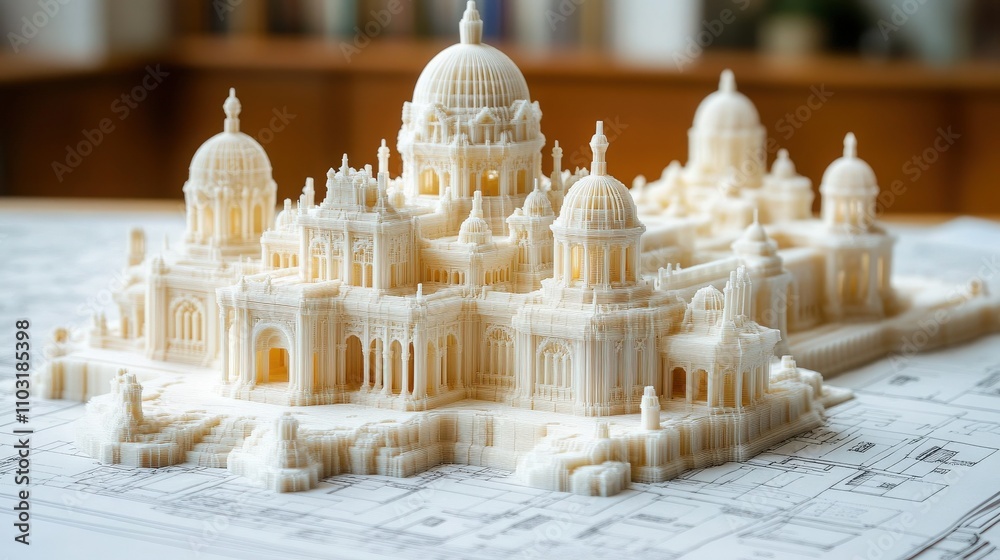Ilustração do Stock: Intricate 3D Printed Architectural Model of a ...