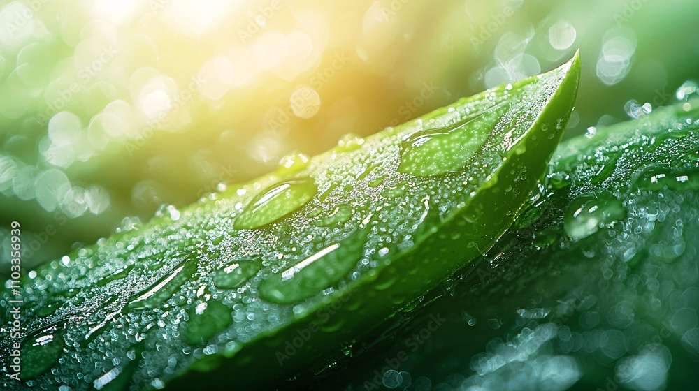 Pure Aloe Vera Gel Extraction - Close-up of Fresh Leaf Being Sliced ...