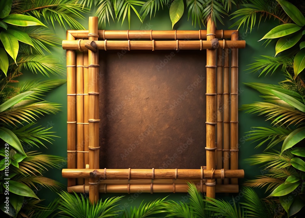 Bamboo Frame Isolated Border of Brown Bamboo Sticks in a Square Shape ...