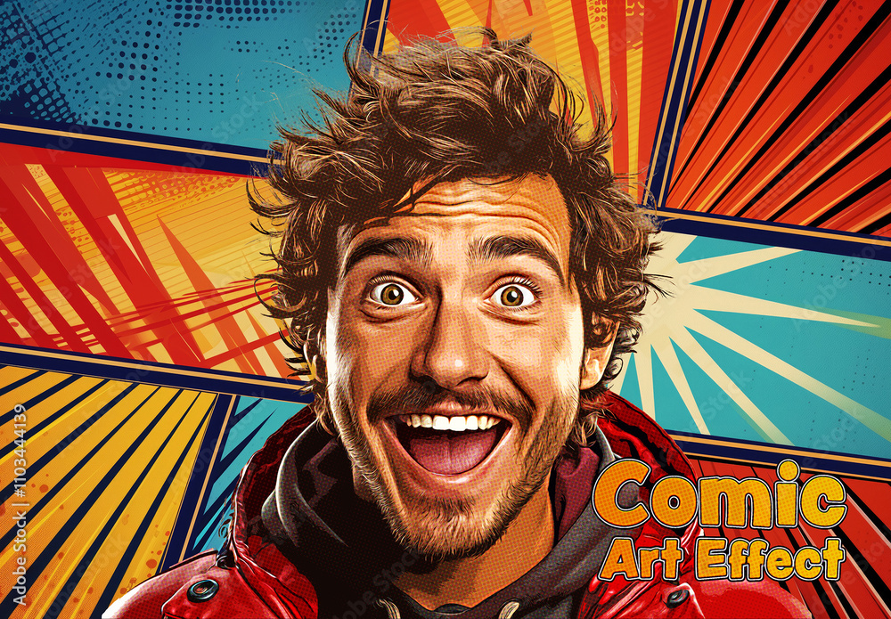 Comic Book Photo Effect Mockup Stock Template | Adobe Stock