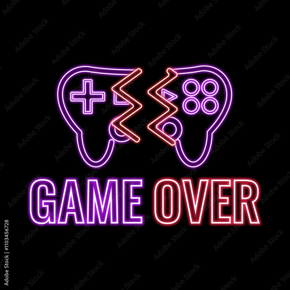 Free neon game over text for download. game over neon sign. game over ...