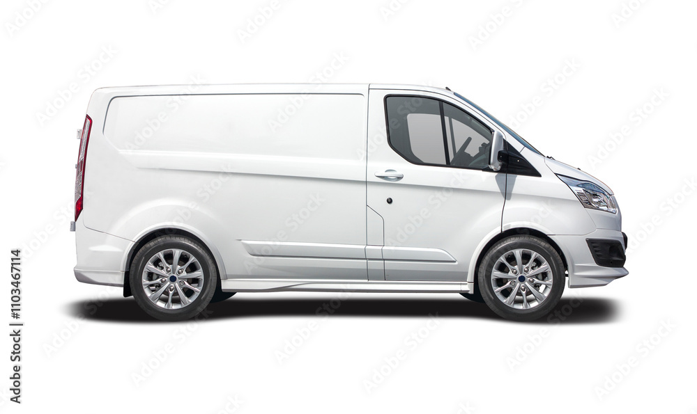 Ford Transit custom van, side view isolated on white background Stock ...