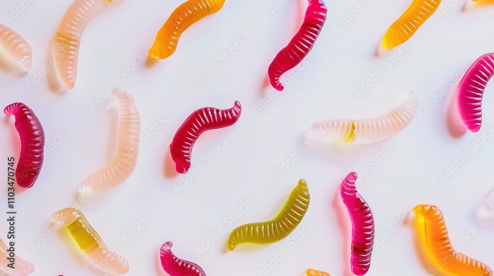 Gummy Worms and Candy on White Background - A Sweet and Colorful ...
