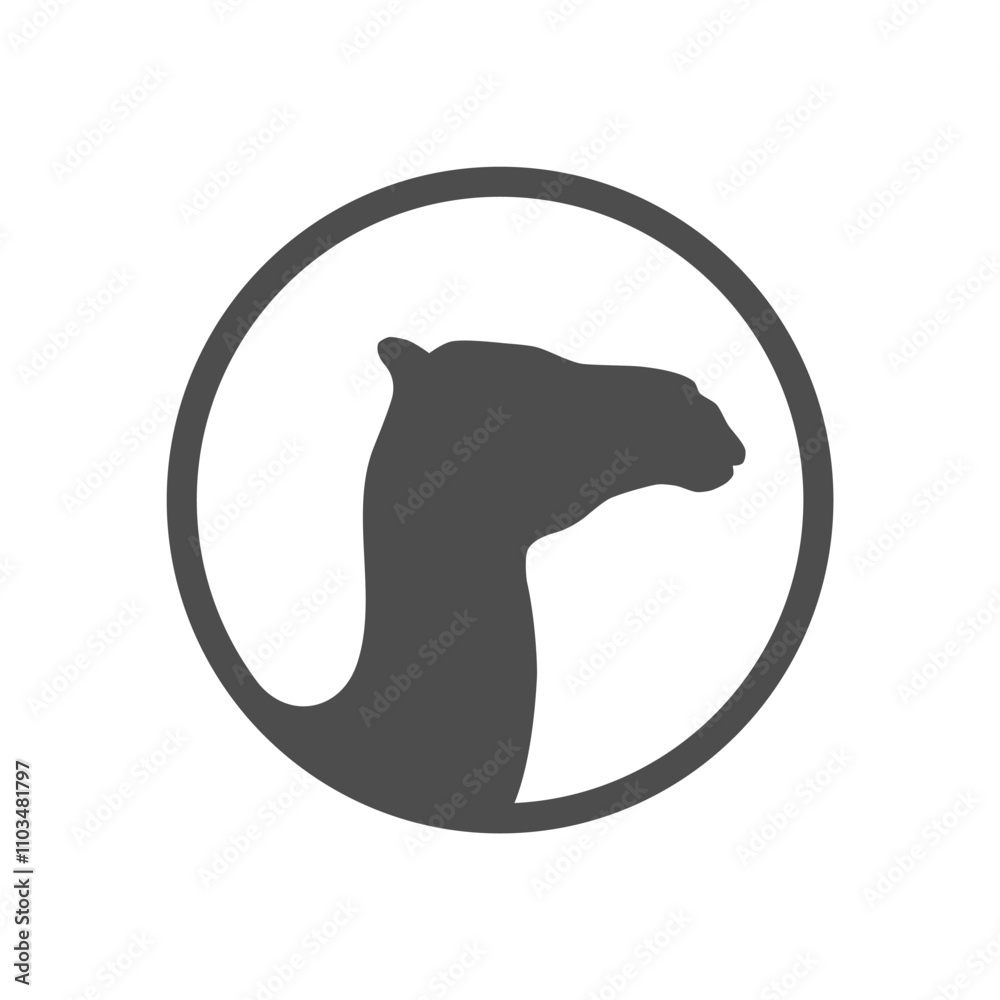 Camel head graphic icon. Camel sign in a circle isolated on white ...