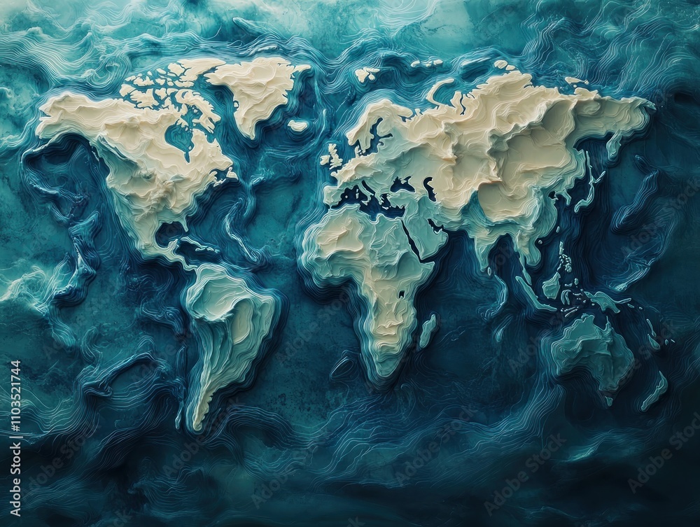 Abstract Oil Spill World Map Environmental Impact Art, A powerful ...