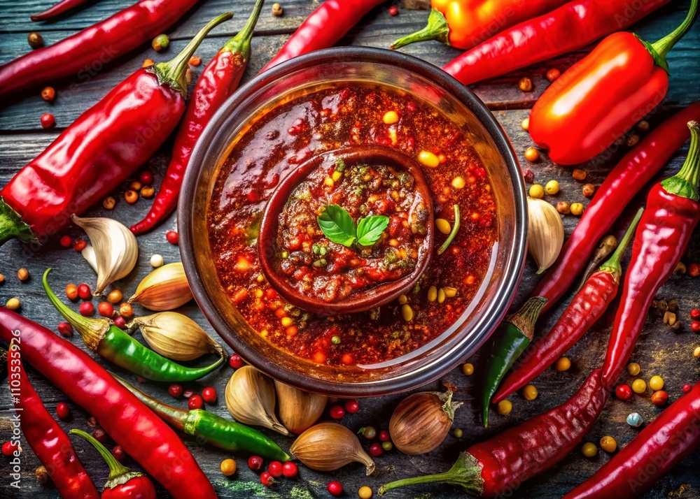 Double Exposure Photography of Harissa Chili Sauce, Highlighting the ...