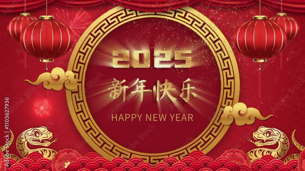 2025 Lunar New Year Celebration Animation, Chinese translation: Happy ...