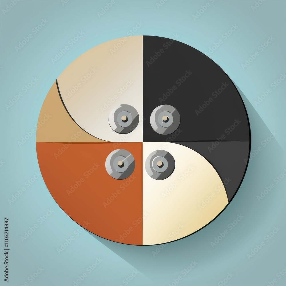 Abstract geometric design featuring a circular shape divided into ...