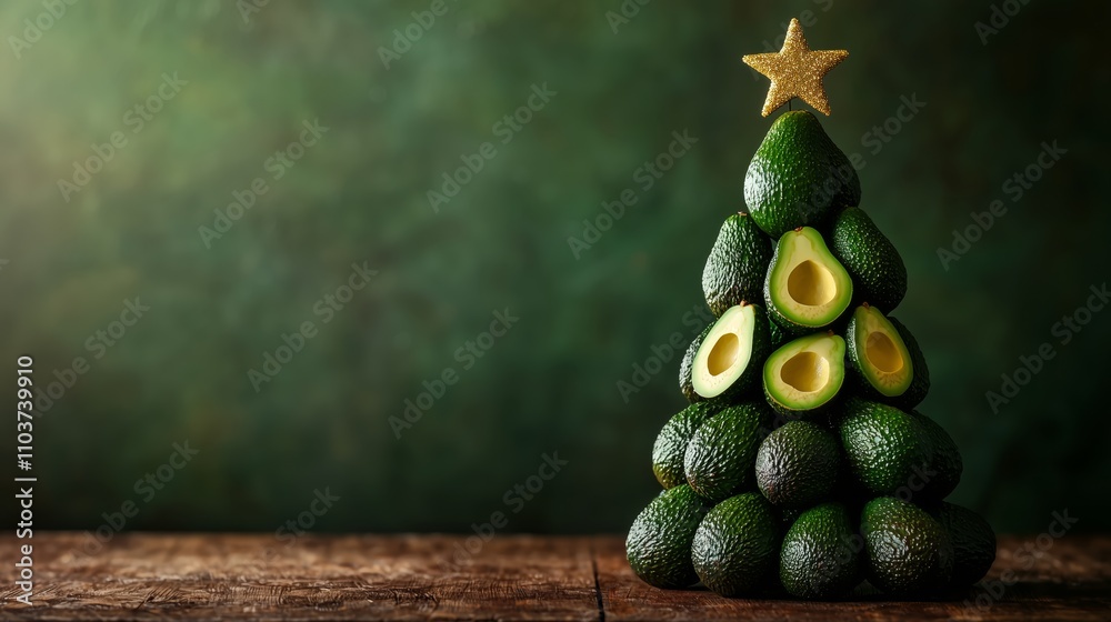 Unique Christmas Tree Made of Fresh Avocados with Golden Star on Top ...