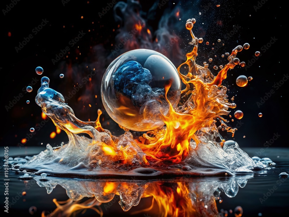 Set of Comic Transitions Featuring Water, Bubbles, Fire, and Smoke ...