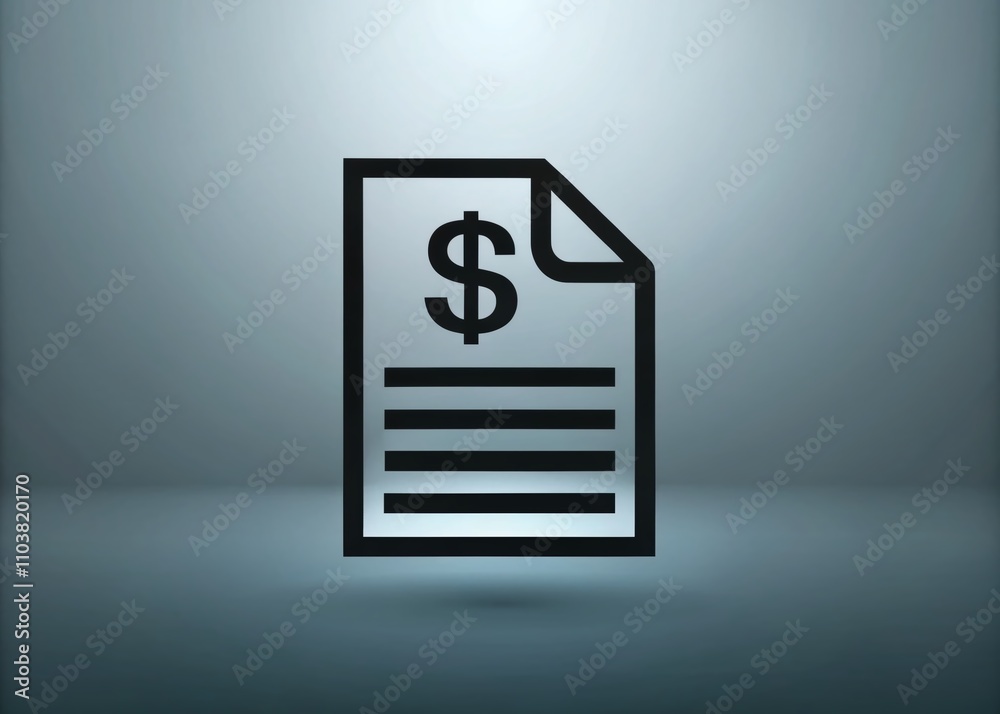 Solid Black Bill Icon on a Minimalist Background for Financial and ...