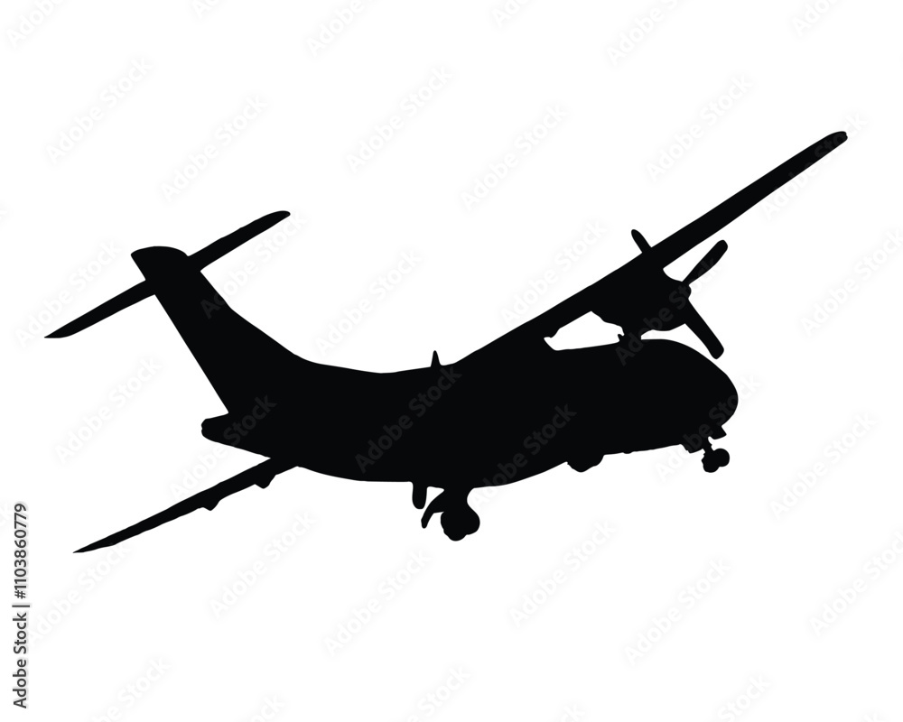 Vector silhouette of an airplane in flight, featuring a bold and clean ...