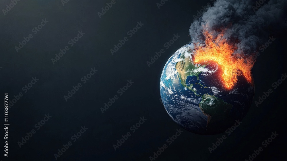 environmental consideration energy nature concept Burning Earth with ...