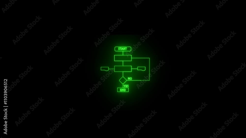 Neon glowing Block diagram, analysis scheme, logic, algorithm, flow ... Neon glowing Block diagram, analysis scheme, logic, algorithm, flow ...