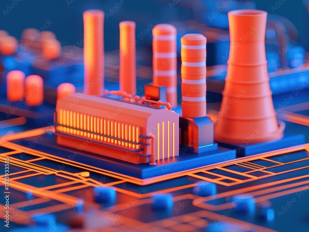manufacturing concept. Digital twin technology displaying virtual model ...