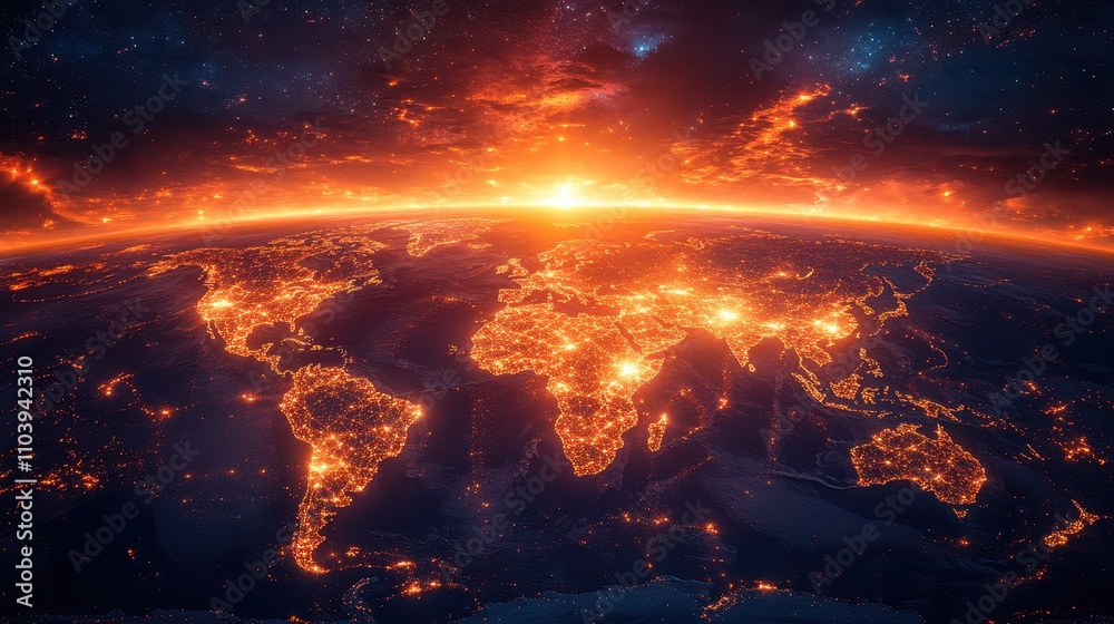 Global unity abstract background featuring interconnected geometric ...