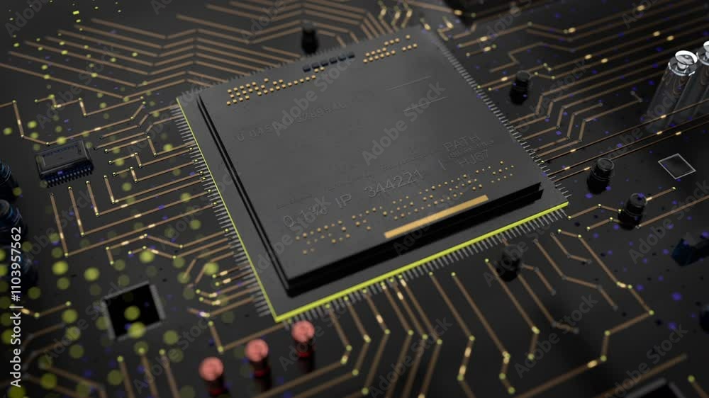 Circuit electrical motherboard HUD.2D and 3D generated. Transferring ...