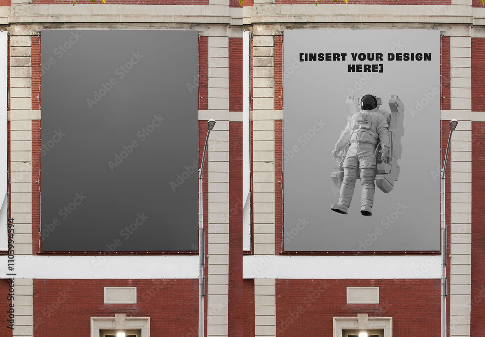 Commercial Display on a Classic New York Building Wall. PSD Template ...