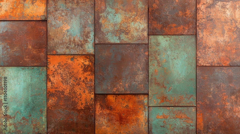 Rustic Metal Wall Panels Textured Earth Tones Closeup for Industrial ...