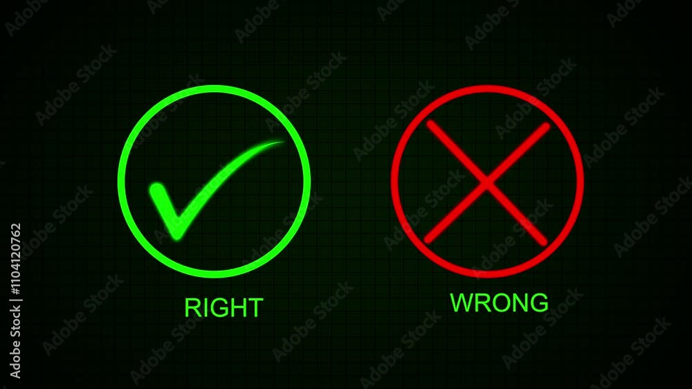 Stockvideon Tick or check mark and cross mark signs icon animation ...
