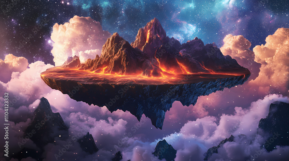 A floating volcanic mountain within the great rift valley, with lava ...