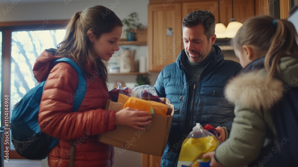 Dad is busy this morning making lunches and helping the kids put on ...
