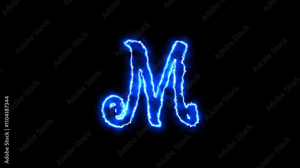 3D M letter blue color logo rotating on black screen background 4K ...