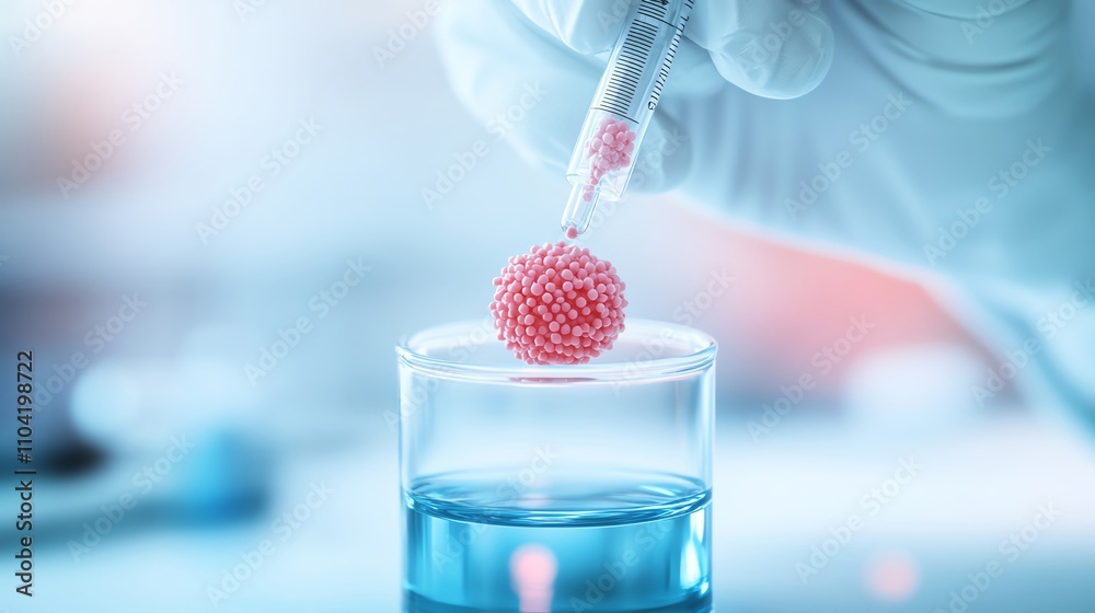 Researcher studying cellular uptake of nanoparticles for drug delivery ...