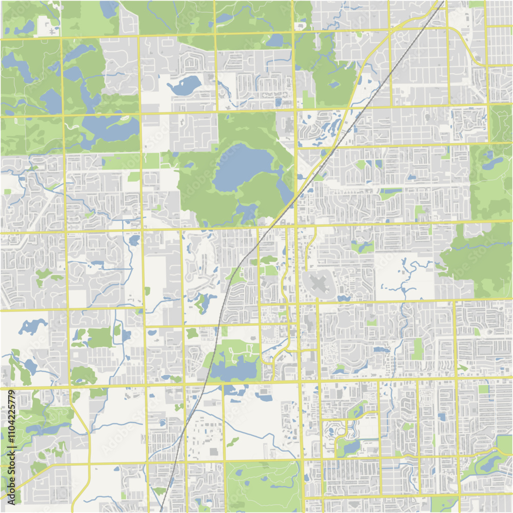 Map of Orland Park in Illinois in a normal road map style. Contains ...
