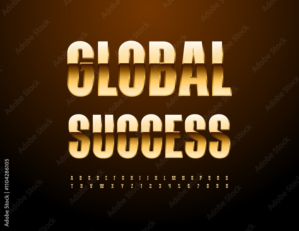Vecteur Stock Vector luxury emblem Global Success. Stylish Gold Font ...