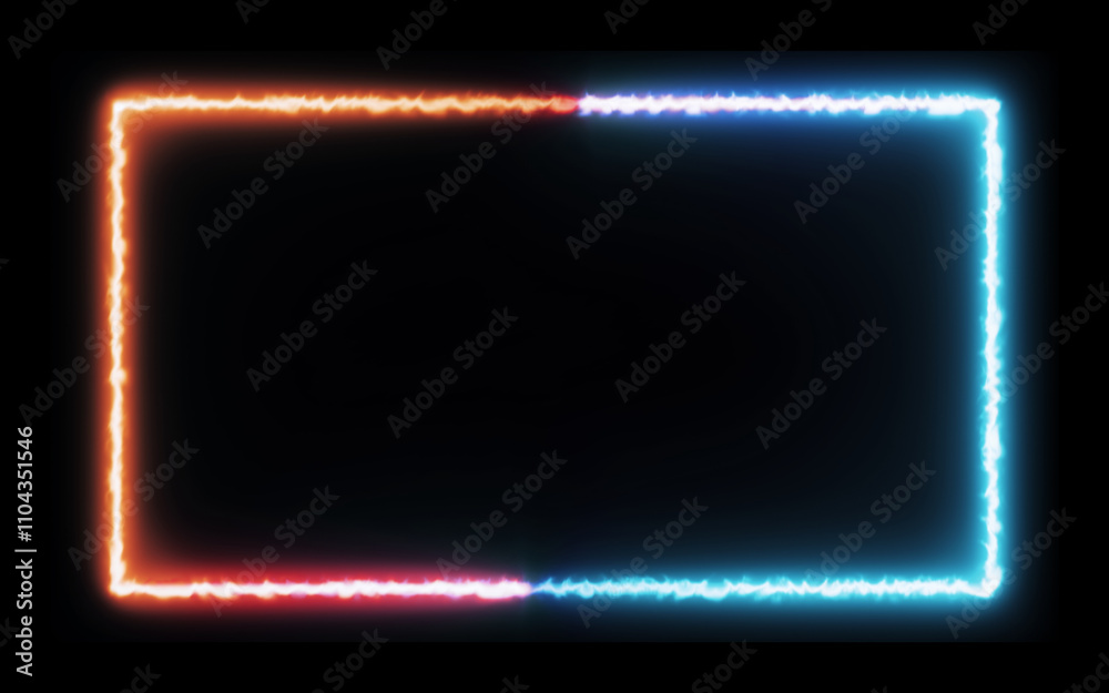 Glowing neon rectangle frame with gradient colors transitioning from ...