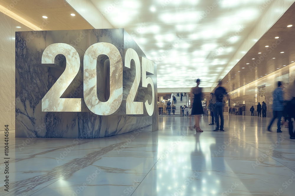 Number "2052" is written in large letters on the wall of an office ...