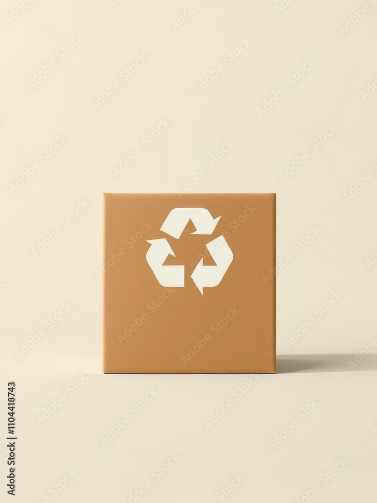 Simple illustration of recycle symbol on cardboard box, corrugated ...