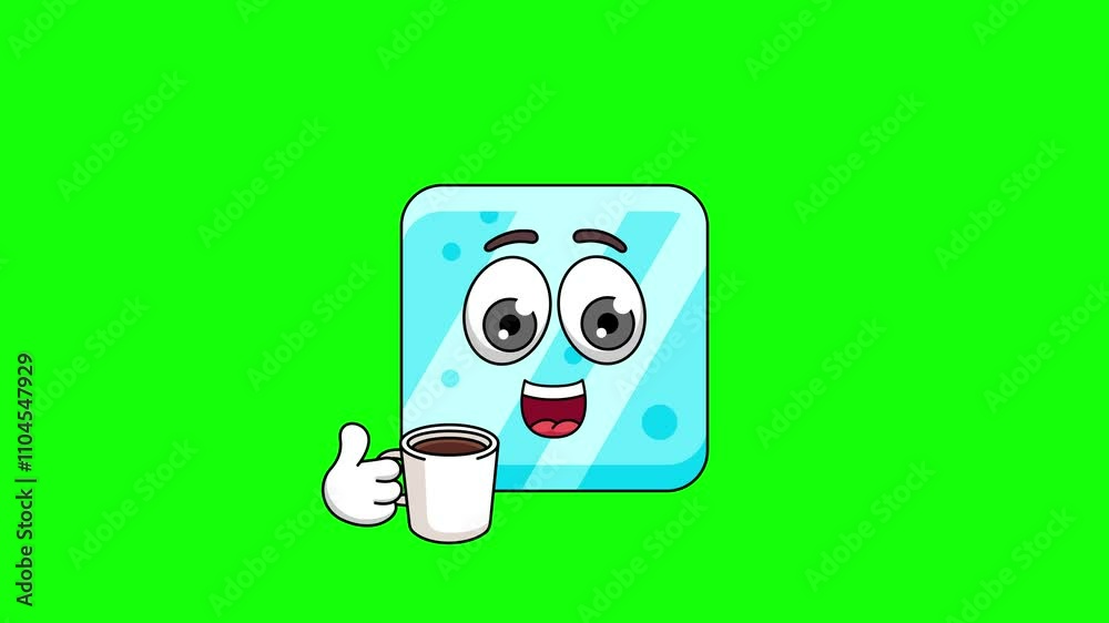 ice cube emoticon with drinking coffee style, emoji emoticon animation ...