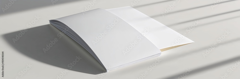 A clean, minimal layout of blank pages casting soft shadows. Stock ...