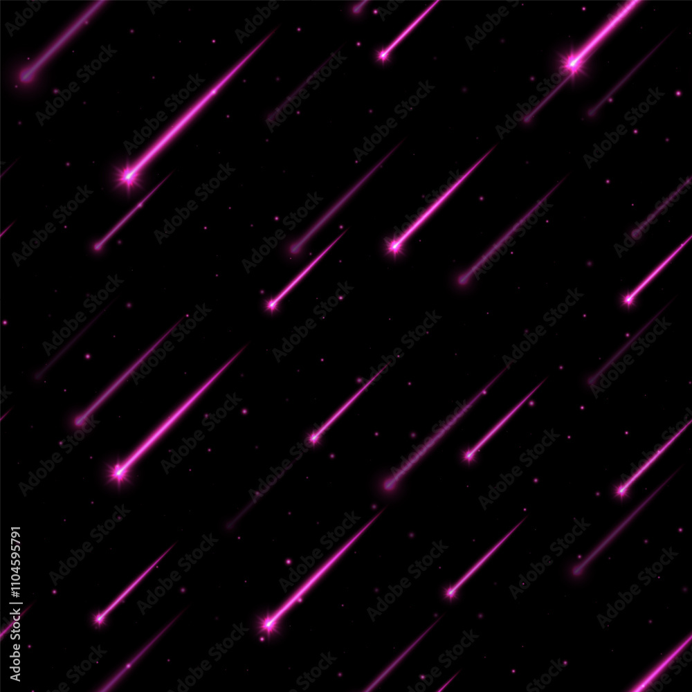 Meteor rain seamless pattern, shooting stars background. Bright ...