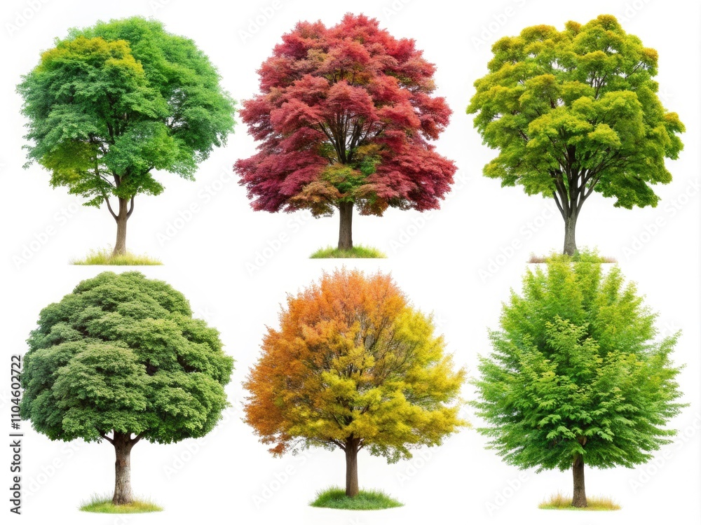 Aerial Photography of Isolated Summer Trees Including Chestnut, Quercus ...