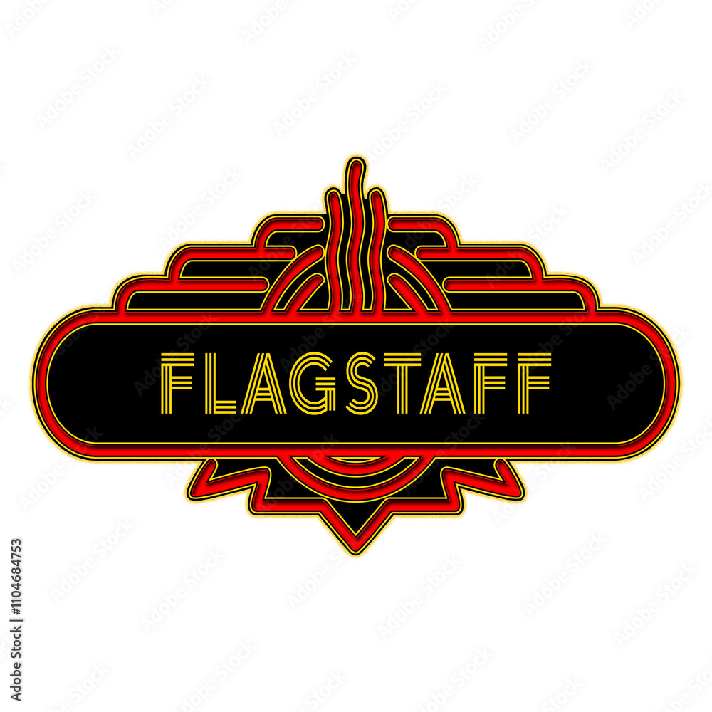 A retro marquee type sign with the word - FLAGSTAFF. The sign features ...