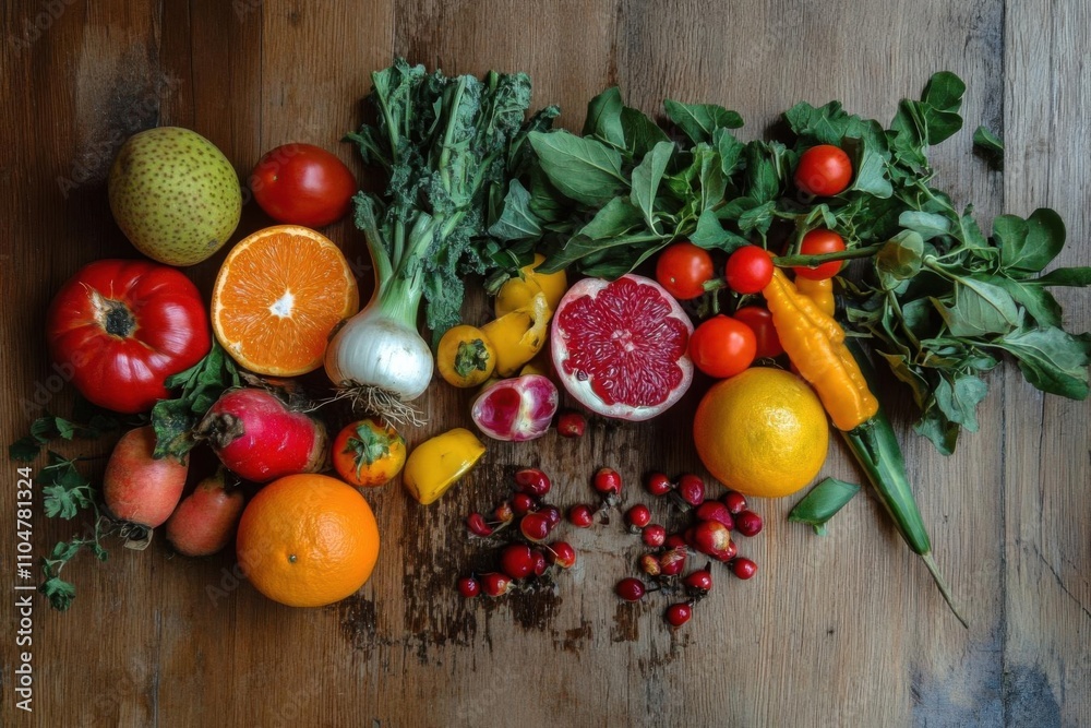 Vibrant Rainbow of Fresh Fruits and Vegetables, A Healthy Eating ...