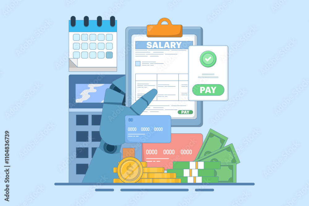 Payroll Concept, payroll administration, accountant calculating salary ...